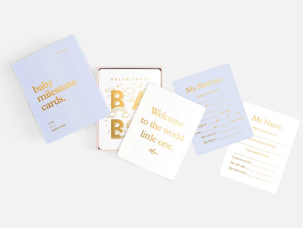 Gold Foil & Blues Baby Milestone Cards Box Set | Lil' Creatures