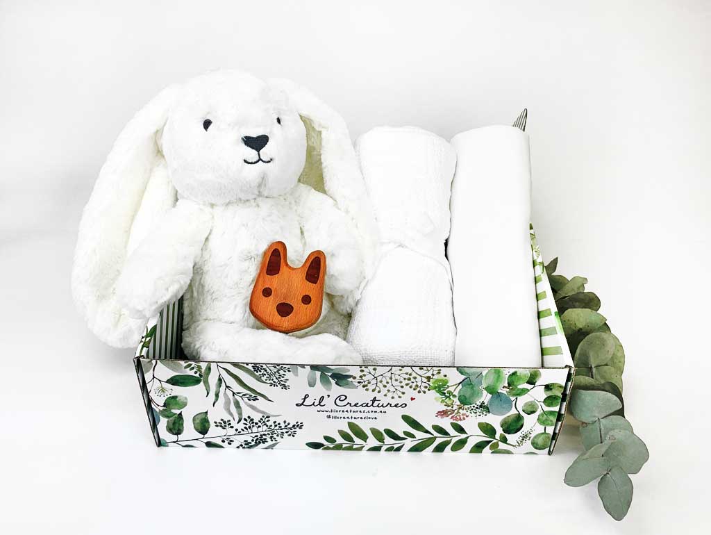 Personalised Pure White Baby Gift Hamper | Lil' Creatures