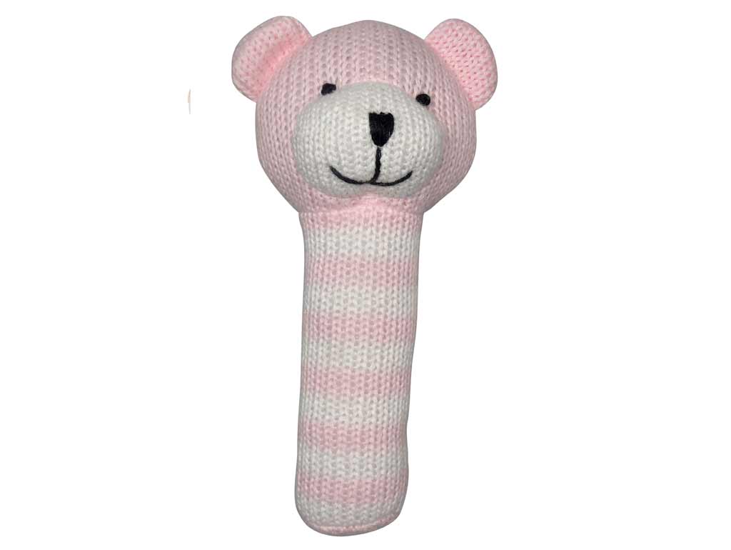 Knitted Teddy Bear Pink Rattle | Baby Rattles | Lil' Creatures